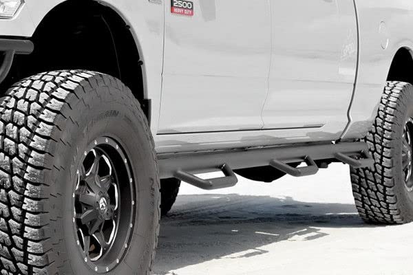 N-Fab Nerf Steps | Textured Black, Wheel-to-Wheel w/ Bed Access | D06110CC-6-TX | Fits 2006-2009 Dodge RAM 1500 / 2500 / 3500 Mega Cab 6.4' Standard Bed, SRW / DRW Gas / Diesel