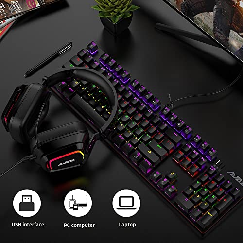 NACODEX Black Wired Gaming Headset and RGB Gaming Headphone Stand with 3.5mm AUX & 2 USB Port, Touch Control 10 Lighting Mode Headset Holder