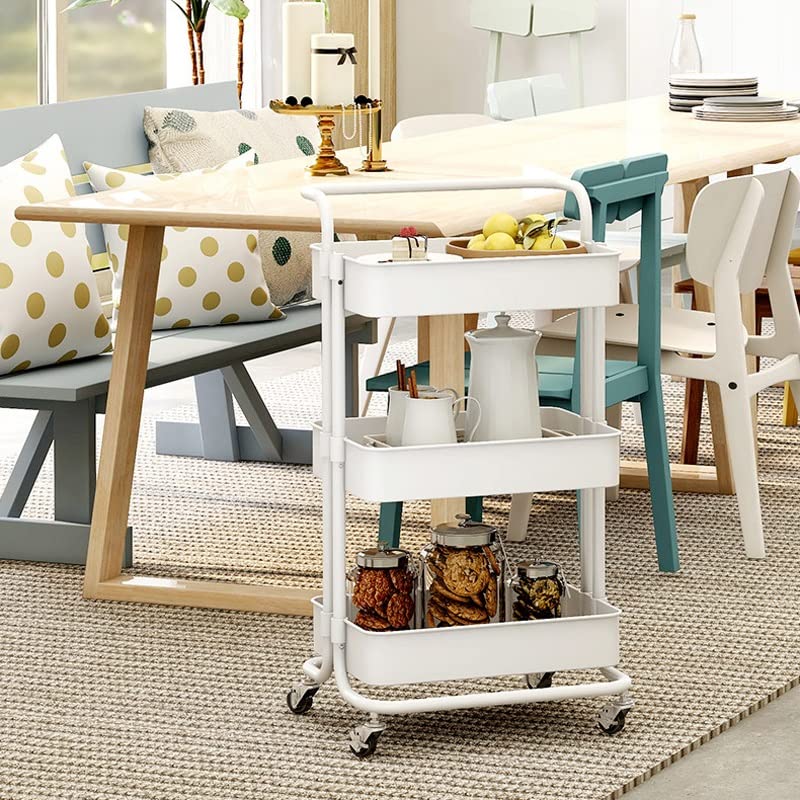 CXDTBH Kitchen Storage Rack Living Room Bathroom Office Rack Trolley Food Clothes Storage Box 3 Tiers (Color : E, Size : 86cm*42cm)