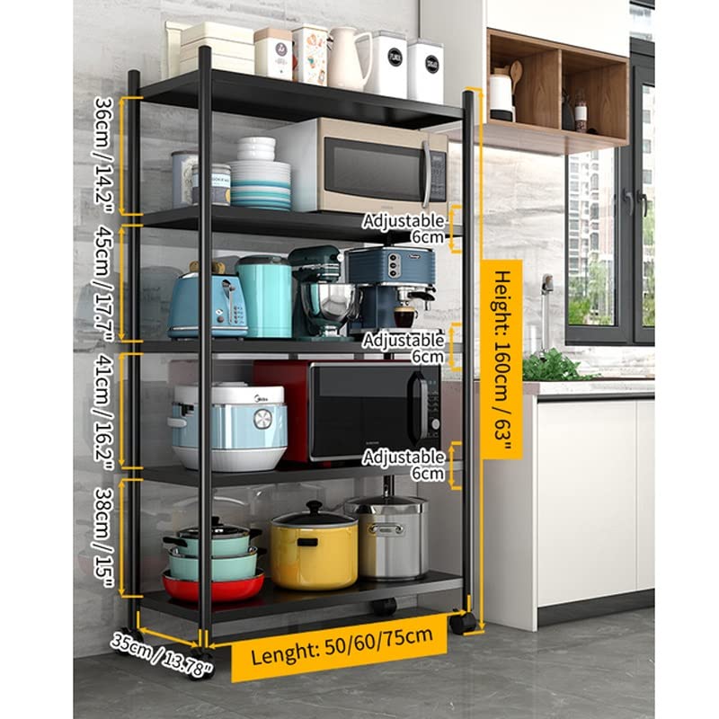 CXDTBH Storage Rack Metal Storage Rack with Wheels Adjustable Shelves Kitchen Pantry Closet Stand ( Color : D , Size : 160cm*50cm )
