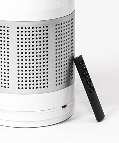 HEATIT Bladeless Fan with Remote and Air Purifier Tower Fan 80° Oscillating with 8 Speeds 8H Timer Air Circulator Fan for Home Bedroom Kitchen and Office White