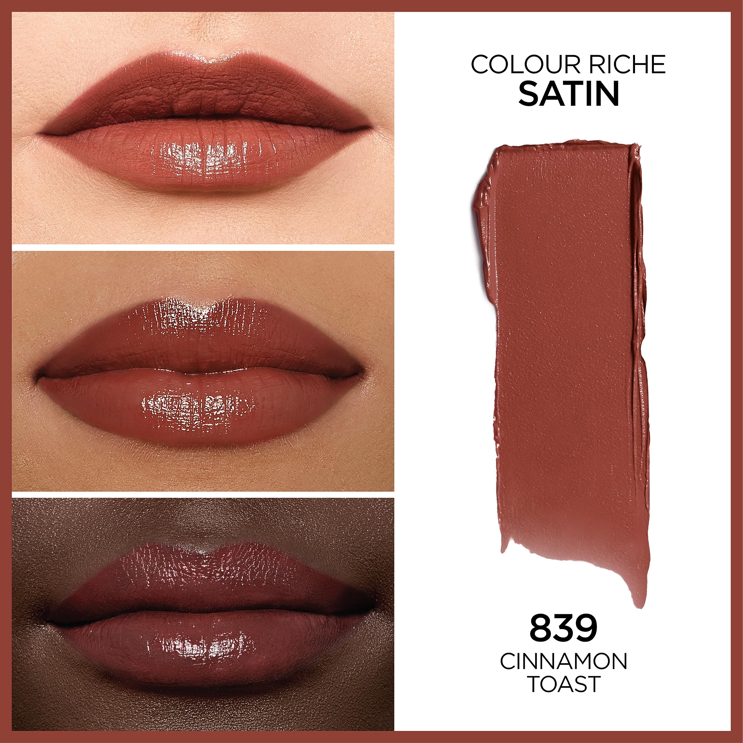 L’Oréal Paris Colour Riche Original Creamy, Hydrating Satin Lipstick with Argan Oil and Vitamin E, Cinnamon Toast , 1 Count