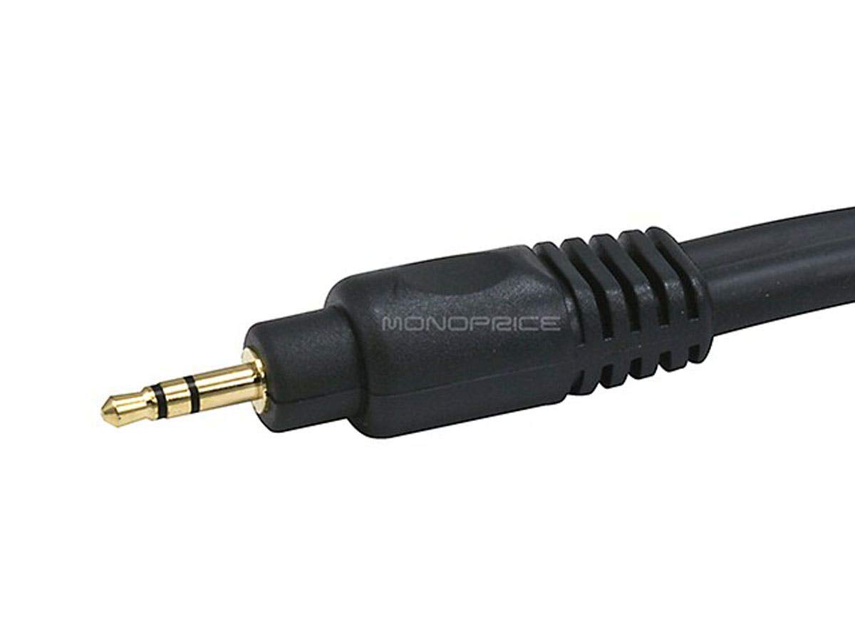 Monoprice Audio Cable - 0.58 Feet - Black | Premium 3.5mm Stereo Male to 2 3.5mm Stereo Female 22AWG, Gold Plated