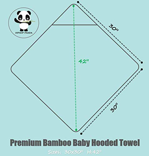 HIPHOP PANDA Bamboo Baby Washcloths, 6 Pack and Baby Hooded Towel, Grey Elephant, 30 x 30 Inch