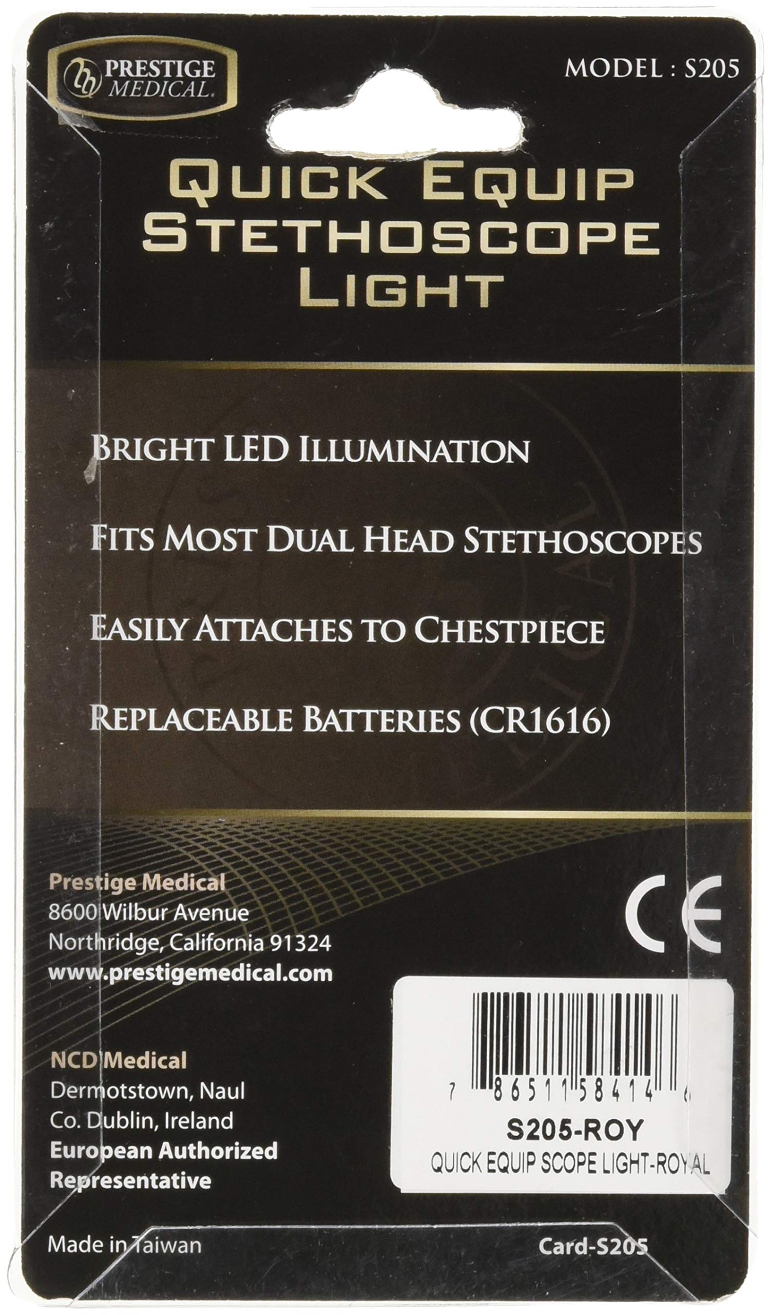 Prestige Medical Quick LED Light Equip Stethoscope, Black, 0.55 Ounce