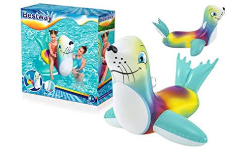Bestway Seal Pool Float, Kids Inflatable Ride-On with Handles, Swimming Pool and Beach Toy