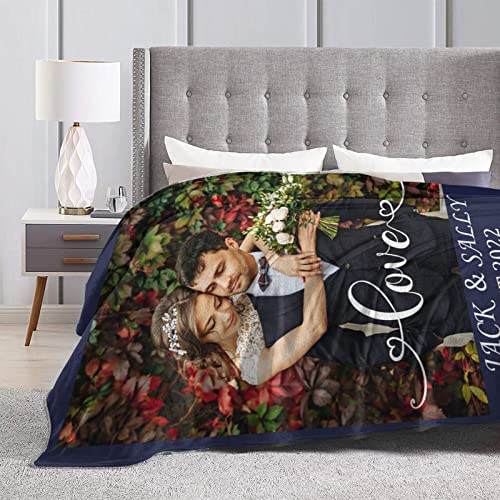 Macucop Custom Blanket with Photos Text Customized Personalized Flannel Throw Blankets Gifts for Birthday Wedding Christmas Fathers Mothers Valentines Day 50"X40"