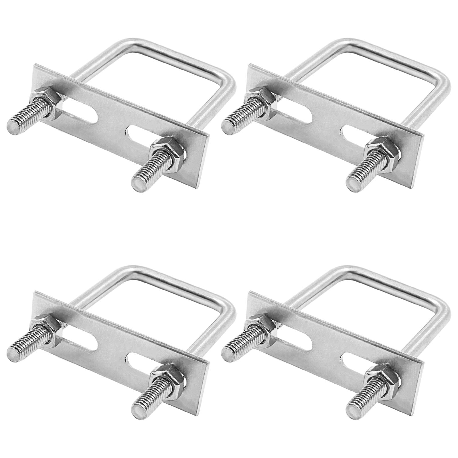 BokWin 4PCS M6x35x75mm Stainless Steel Square U-Bolt Tie Down U Bolt with Frame Plate and Nuts