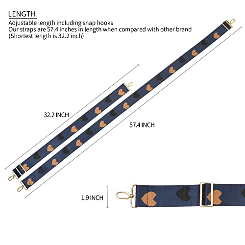 BOMANO Brass Gold Hardware Embroidered Purse Crossbody Handbag Long Adjustable Wide Replacement Guitar Shoulder Straps