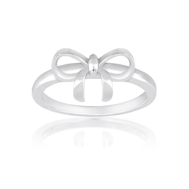 Beaux Bijoux Silver Bow Ring - Bow Rings for Women - Sterling Silver Bow Ring for Women - Bow Ring Silver - Silver Ribbon Ring - Silver Bow Jewelry - Valentines Day Bow Ring-7.5