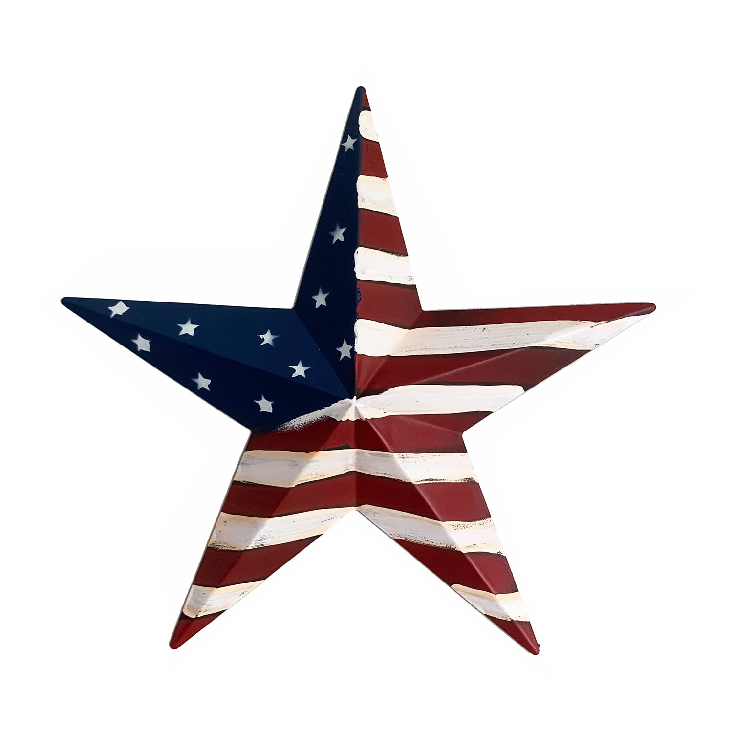 Grace Home Metal Patriotic OLD Glory American Flag 3D Barn Stars Decor Memorial Day 4th of July Indoor Outdoor Americana Wall Decorations 12 Inches­