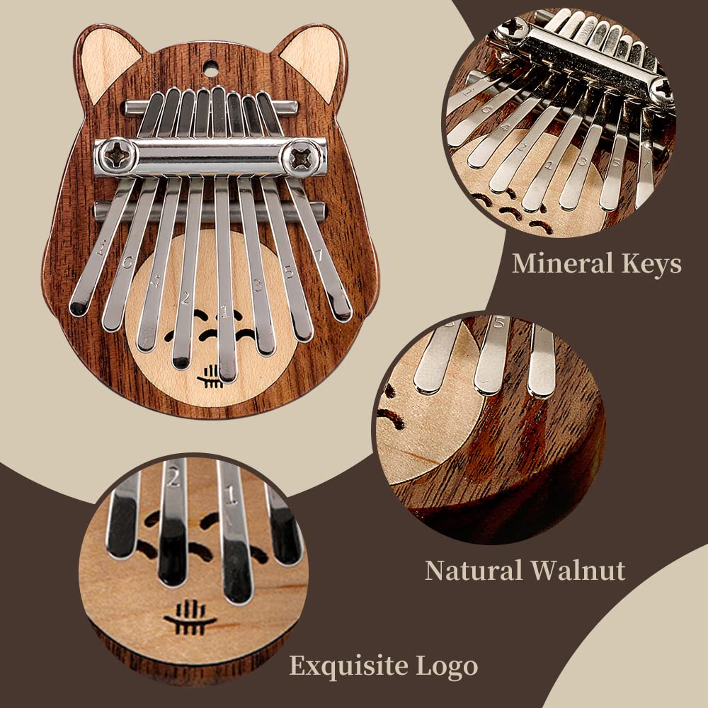 Atnawic 8 Key Mini Kalimba Thumb Piano Portable Finger Piano with Lanyards Solid Wood Thumb Piano Marimba Instrument Musical Gift for Kids Adults Beginners
