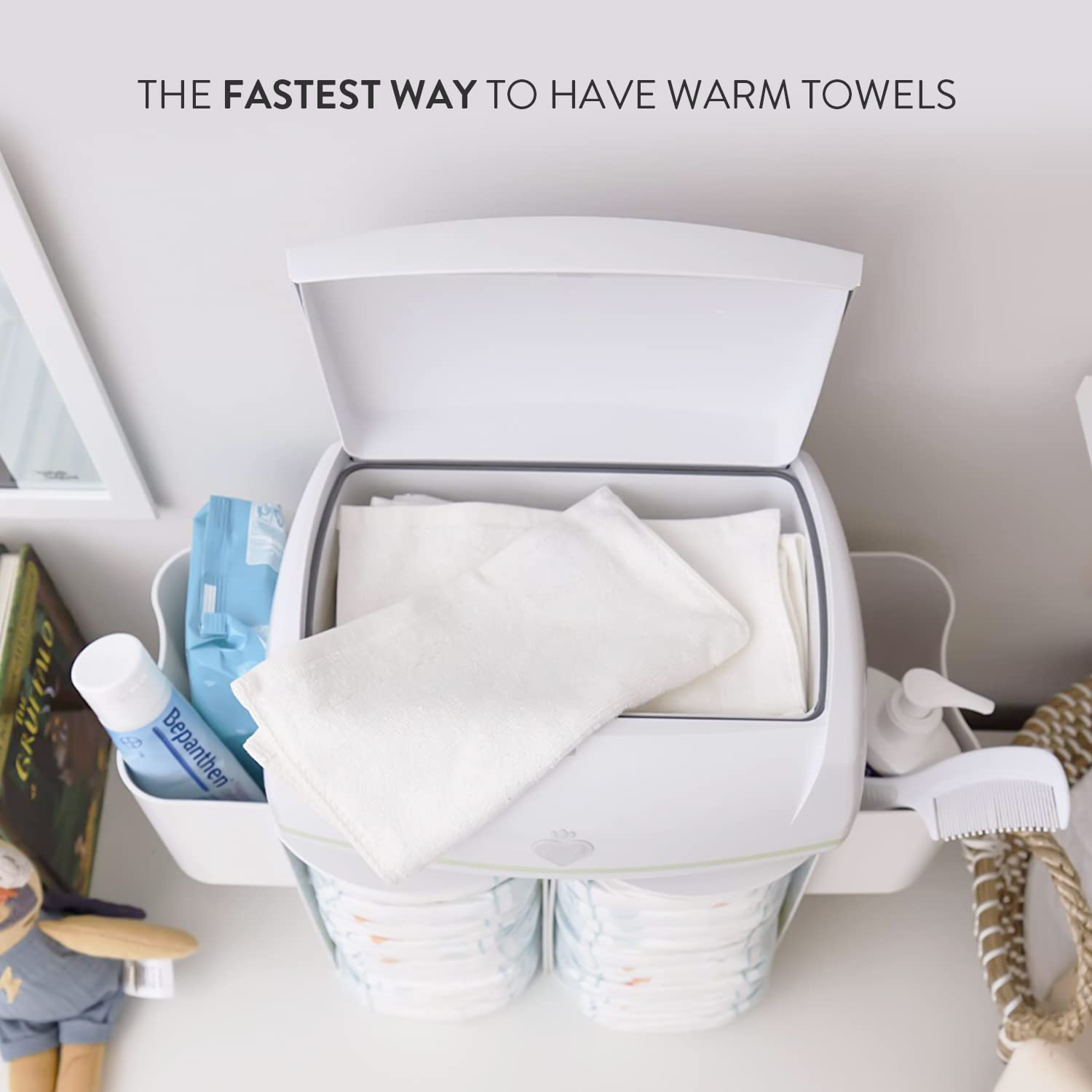 Prince Lionheart Warmies Wipes Warmer Designed for Reusable Cloth Wipes | Soft Glow Nighlight | Includes 1 everFRESH Pillow and 12 Warmies Cloth Wipes