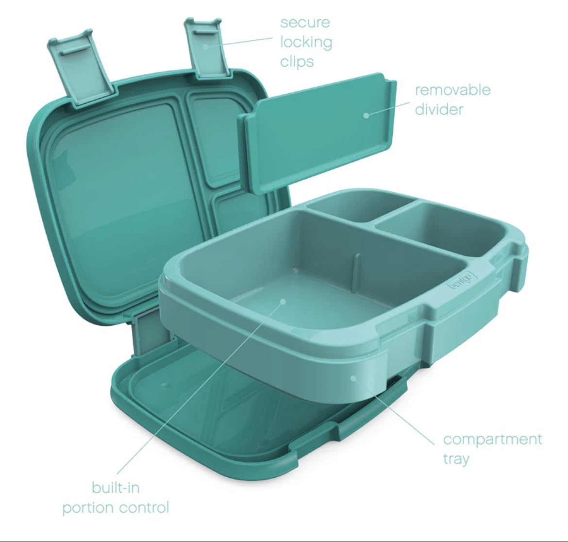Bentgo Fresh (Blue/Green 2 PACK) - New & Improved Leak-Proof, Versatile 4-Compartment Bento-Style Lunch Box