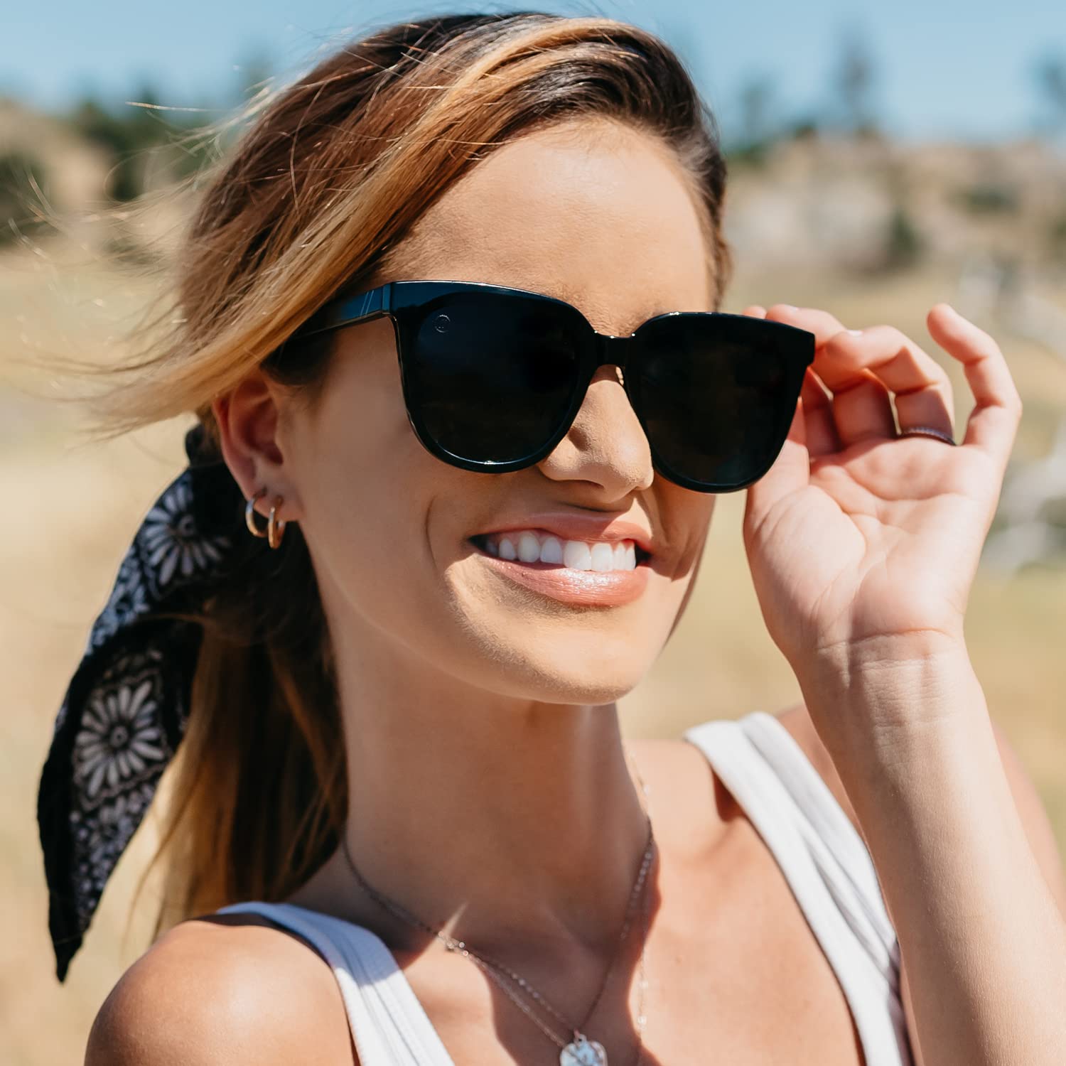 Blenders Eyewear Grove – Polarized Sunglasses – Butterfly Frames with Acetate Temples – 100% UV Protection – For Women – Midnight Drama