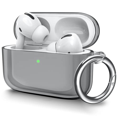 Foweroty for Airpods Pro Case Cover with Key Buckle, Clear Anti-Yellow Protective TPU Cover Case for Airpods Pro(Clear Black)