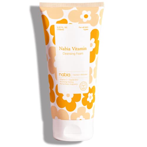 Nabia Plant-based Natural Face Wash with Vitamin C: Gentle and Clean Revitalizing Cleanser, 5.07 Fl Oz