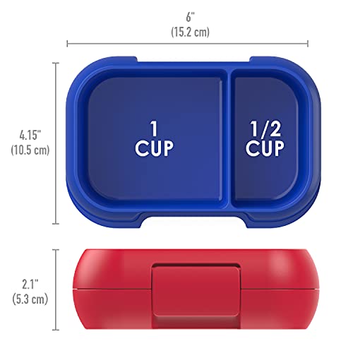 Bentgo Kids Snack - 2 Compartment Leak-Proof Bento-Style Food Storage for Snacks and Small Meals, Easy-Open Latch, Dishwasher Safe, and BPA-Free - Ideal for Ages 3+ (Red/Royal)