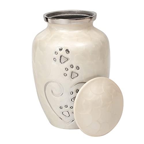 Bedding Craft - Elegant Large urn for pet Ashes - Dog paw Print kit for Pet Ashes, Pet urns - Spacious 8" x 6" Size