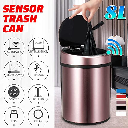 CZDYUF 8L Sensor Trash Can Rechargeable Automatic Smart Waste Bin Infrared Induction Touchless Dustbin ( Color : D , Size : 335*243mm )