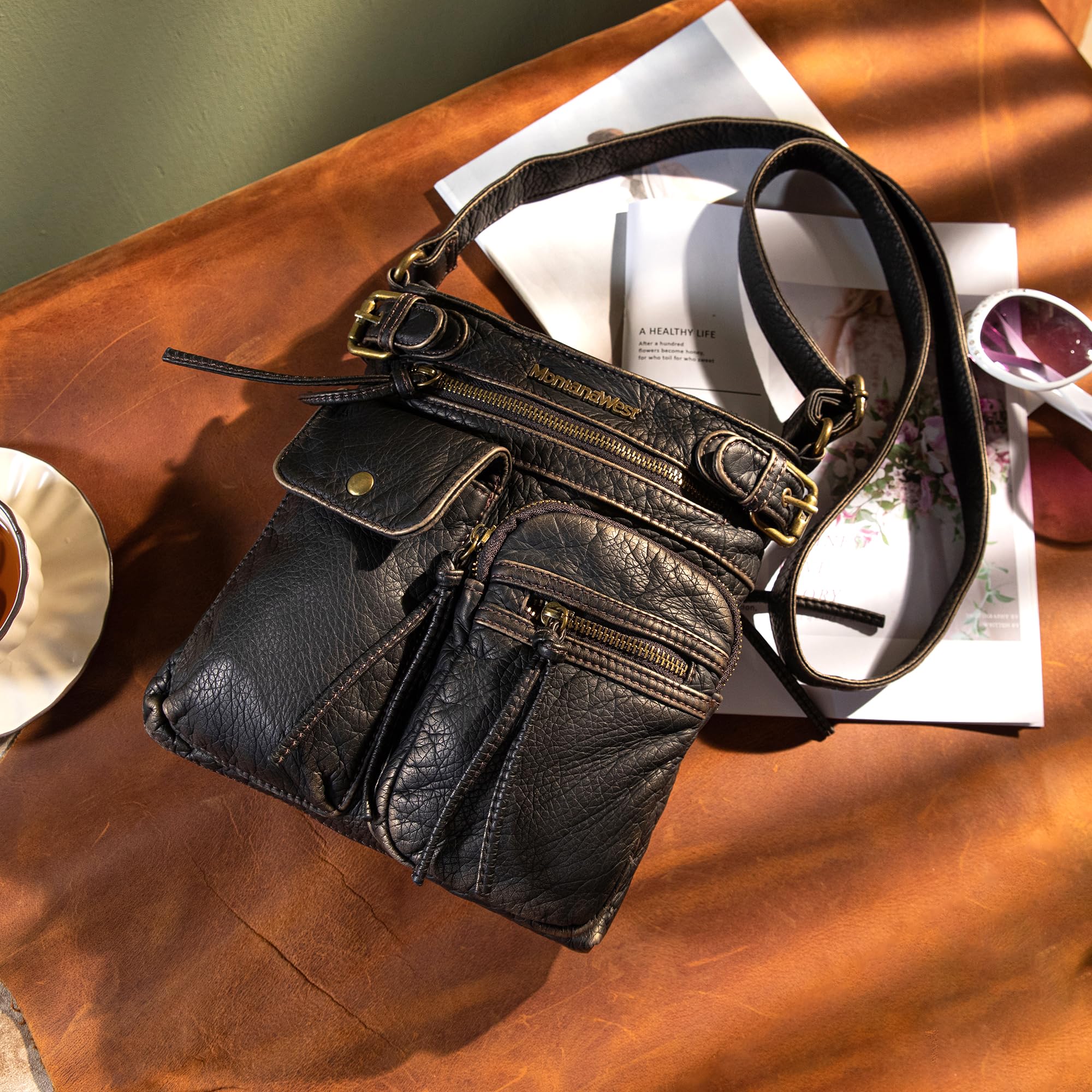 Montana West Crossbody Bags for Women Shoulder Purse and handbags Medium Multi Pocket Travel Bag,MWC-046CF