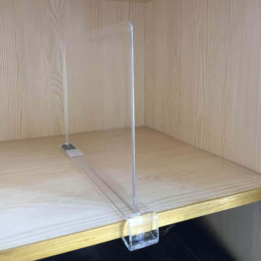 Bernese 6pcs Acrylic Shelf Dividers for Closets,Clear Closet Shelf Dividers,Organize Clothes, Books,Towels and Hats