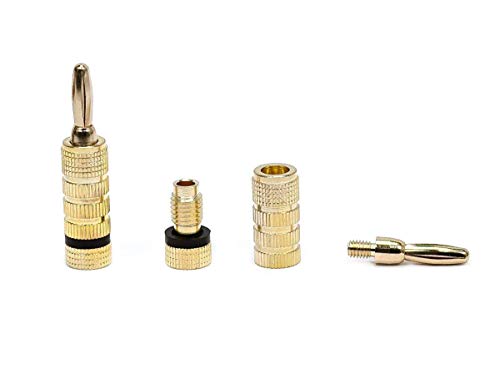 Monoprice Gold Plated Speaker Banana Plugs – 5 Pairs – Closed Screw Type, For Speaker Wire, Home Theater, Wall Plates And More