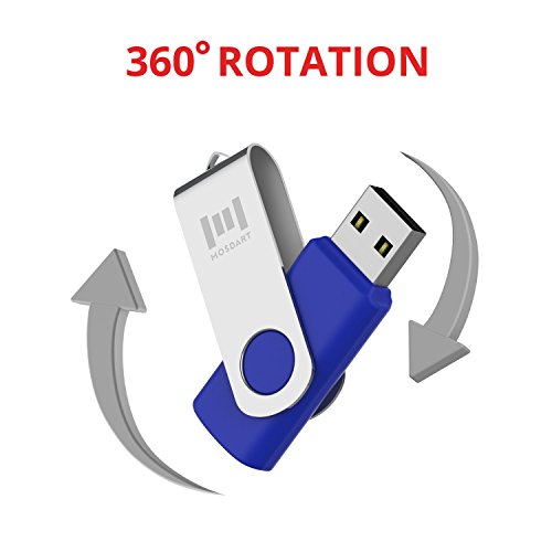 MOSDART 8GB USB 2.0 Flash Drive 5 Pack Swivel Bulk FAT32 Thumb Drives Jump Drive Zip Drive Memory Sticks with Led Indicator,Black/Blue/Red/White/Green (8 GB,5Pack,Multicolor)