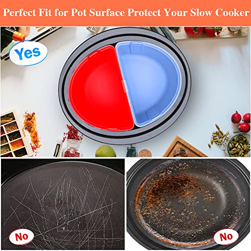 Nantala Slow Cooker Liners, 2 IN 1 Silicone Slow Cooker Divider Liners for 6 Quart Pot, BPA-Free & Reusable & Dishwasher Safe, Cooking Liners for Crock-Pot 6-7 Quart Oval Slow Cooke(Red+Blue)