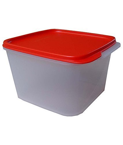 Tupperware Square Smart Saver Container, 2.5 Litres White Transparent Red Lid