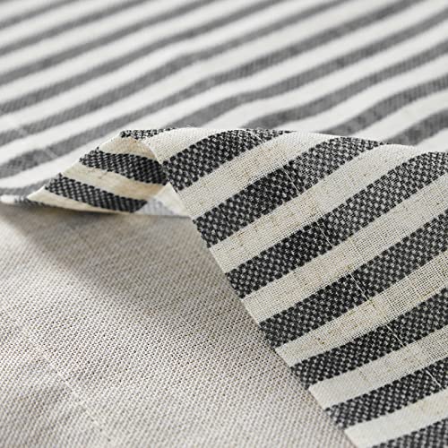 jinchan Striped Valance Curtain Blackout Kitchen Valance for Windows Pinstripe Valance for Living Room 18 Inch Double Layer Farmhouse Window Valance Overlay Valance Rod Pocket 1 Panel Black on Beige