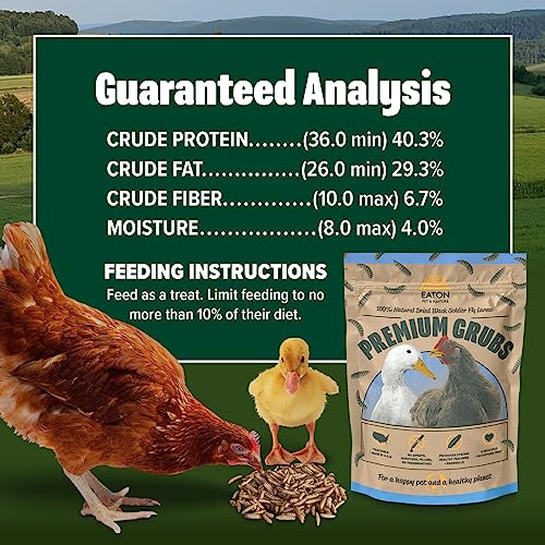 Eaton Pet & Pasture, USA Premium Dried Black Soldier Fly Larvae 1 LB, High Calcium Treat for Chickens, Ducks, Wild Birds