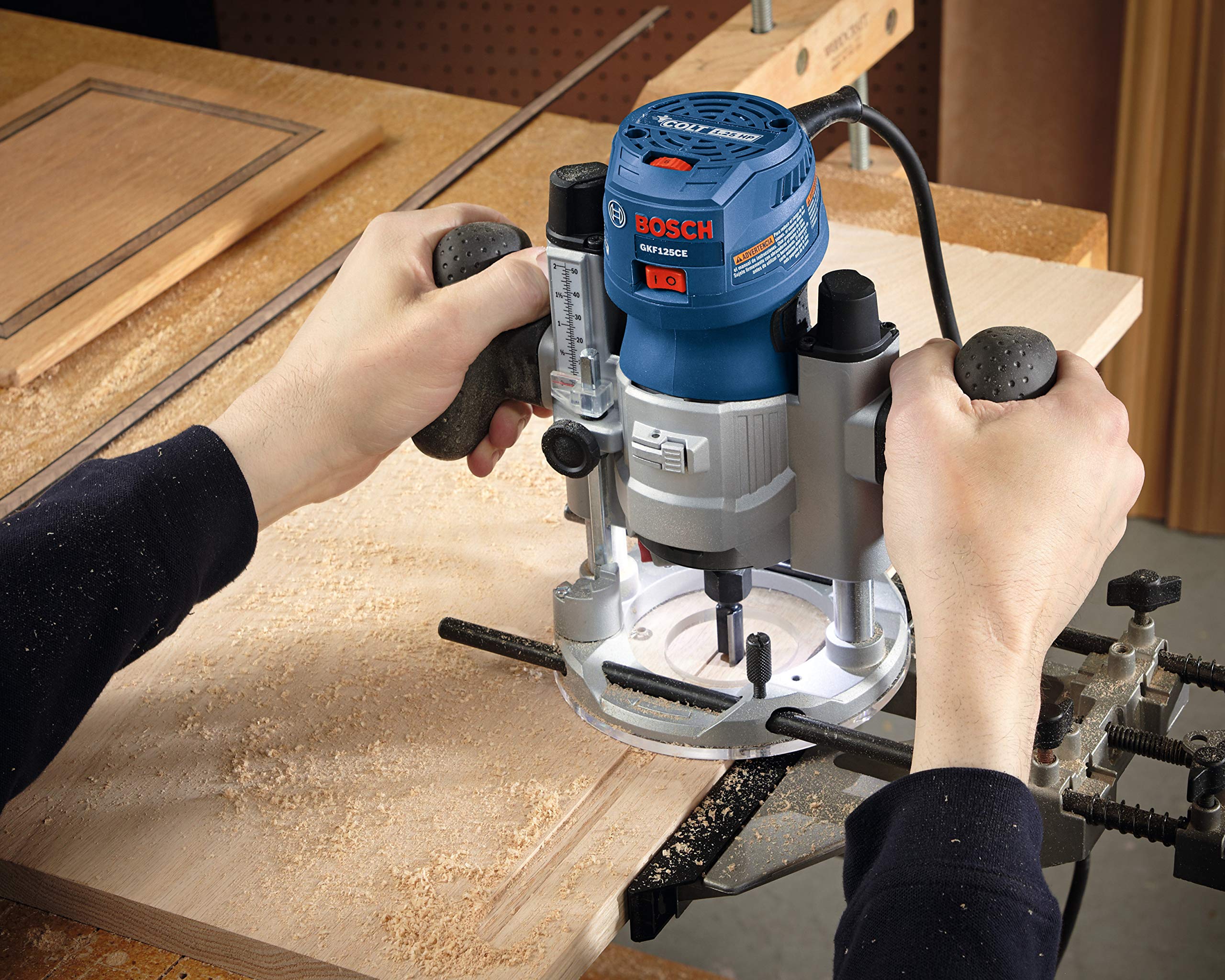 Bosch GKF125CEPK Colt 1.25 HP (Max) Variable-Speed Palm Router Combination Kit , Blue, 5.8 x 11 x 10.5 inches