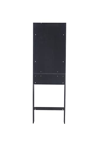 Freestanding Over-the-toilet Storage Cabinet Tall Bathroom Organization w/Open Shelves & 2-Door for WC, Wood Floor Standing Cabinet Narrow Tower Cabinet Organizer w/Round Knobs for Home Office (Black)