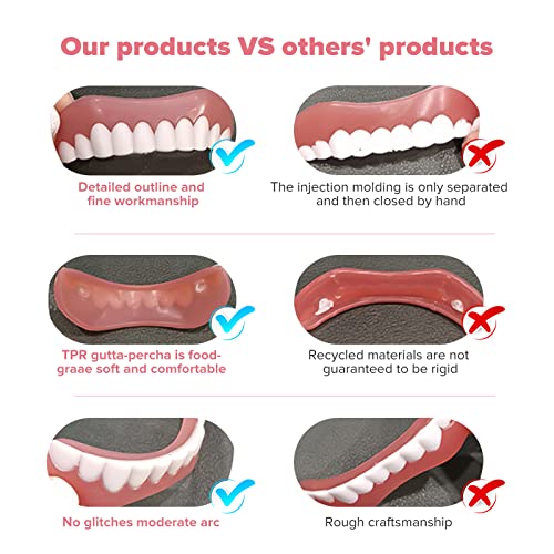 Fake Teeth, 2 PCS Dentures Teeth for Women and Men, Dental Veneers for Temporary Teeth Restoration, Nature and Comfortable to Protect Your Teeth and Regain Confident Smile, Natural Shade