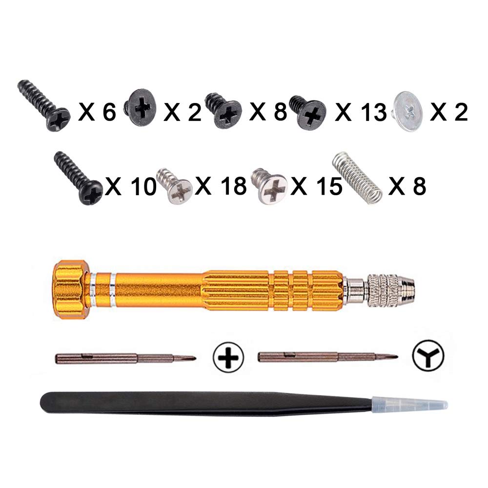 eXtremeRate Cross Opening Screwdrivers Kit, Assemble Disassemble Tools Set with Springs and Tweezers Screws for Nintendo Switch Console Joy Con