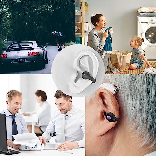 Ear Clips Ear Buds Bone Conduction Earbuds for Small Ear Canals, Open Ear Earbuds Bluetooth with Earhooks Sport Clip on Headphones Up to 24 Hours Playtime Waterproof Outer Headphones Black
