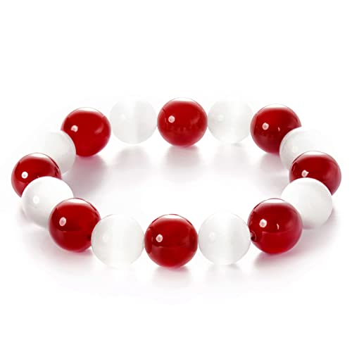 BESTMVP Agate Cat Eye Crystal Natural Stone Relax Anxiety Crystal Beaded Men Women Stretch Bracelet Unisex