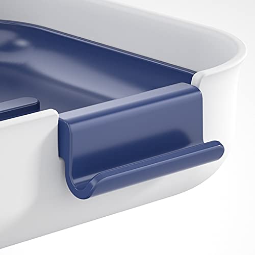 MOVNO Double Layer Soap Dish Soap Holder for Shower Wall, Sponge and Bar Soap Holder Saver for Bathroom Gadgets, Soap Container with Draining Tray Soap Case for Bathroom and Kitchen(Blue)