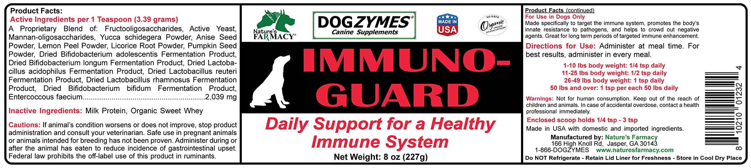 Dogzymes Immuno Guard Immunity Support with Live Beneficial Probiotics and Enzymes (8 Ounce)
