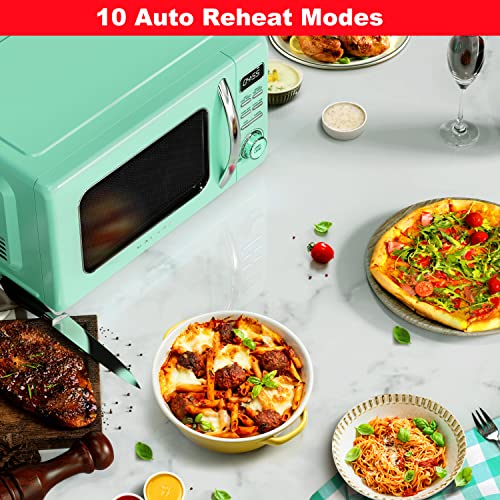 Galanz GLCMKZ09GNR09 Retro Countertop Microwave Oven with Auto Cook & Reheat, Defrost, Quick Start Functions, Easy Clean with Glass Turntable, Pull Handle.9 cu ft, Green