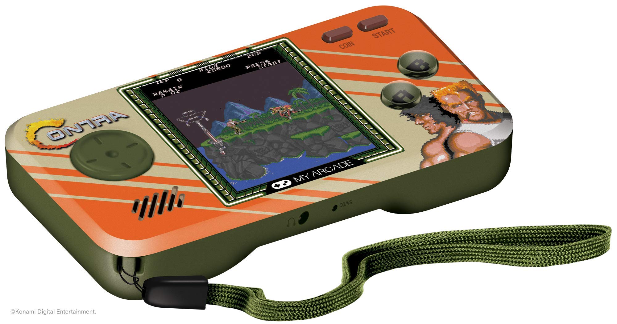 My Arcade Contra Pocket Contra and Super Contra, CO/VS Link for CO-OP Action, Full Color Display, Volume Controls, Headphone Jack, Battery or Micro USB Powered (DGUNL-3281) - Electronic Games