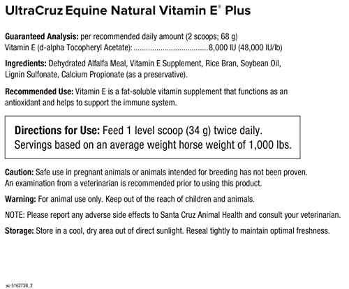 UltraCruz - sc-516275 Equine Natural Vitamin E Plus Supplement for Horses, 10 lb, Pellet (66 Day Supply)
