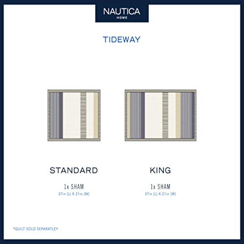 Nautica | Tideway Collection | Sham - 100% Cotton, Envelope Closure, Pre-Washed for Extra Comfort, Standard Sham, Slate Blue