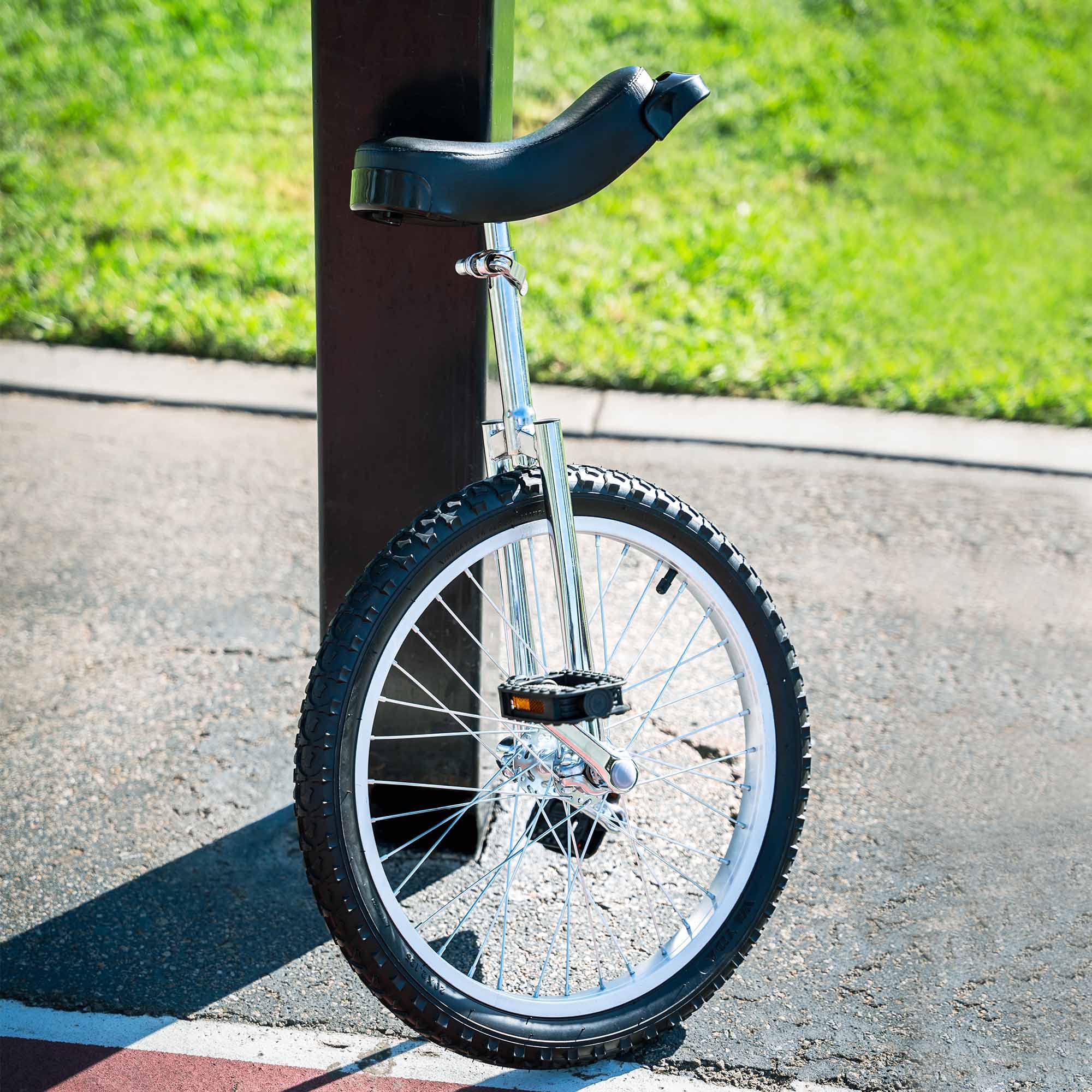 Astonishing Chrome 20 Inch In Mountain Bike Wheel 20" Frame Unicycle Cycling Bike With Comfortable Release Saddle Seat