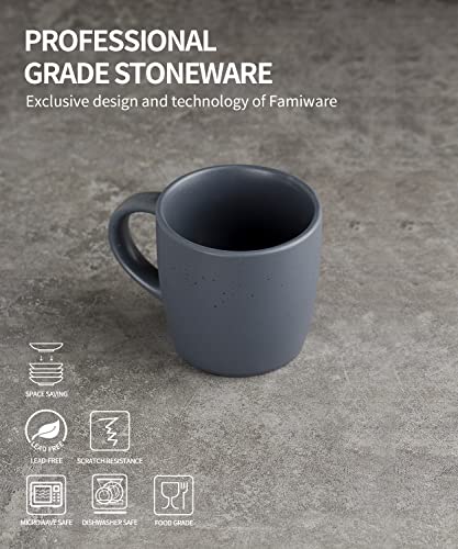famiware Coffee Mugs Set of 4, 13oz Large Ceramic Coffee Mugs, Craft Spots Modern Coffee Mugs Set with handle for Tea Latte Cappuccino Milk Cocoa, Charcoalā¦