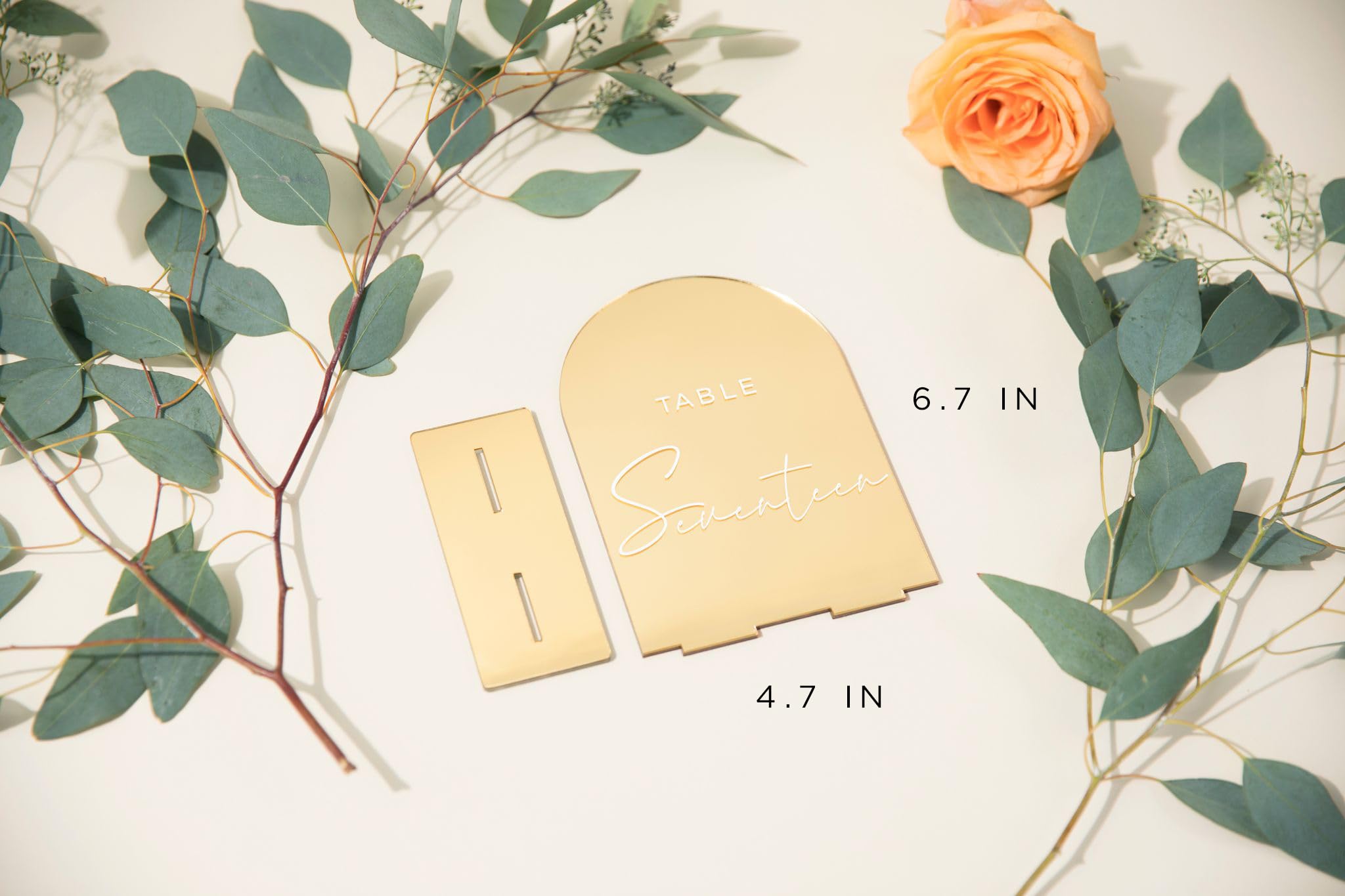 daphie&mae Gold Table Numbers - Double Sided Acrylic Mirrored Wedding Table Numbers for Wedding Reception, Engagement - 4.7 x 6.7 Inches (Double Sided 1-20)