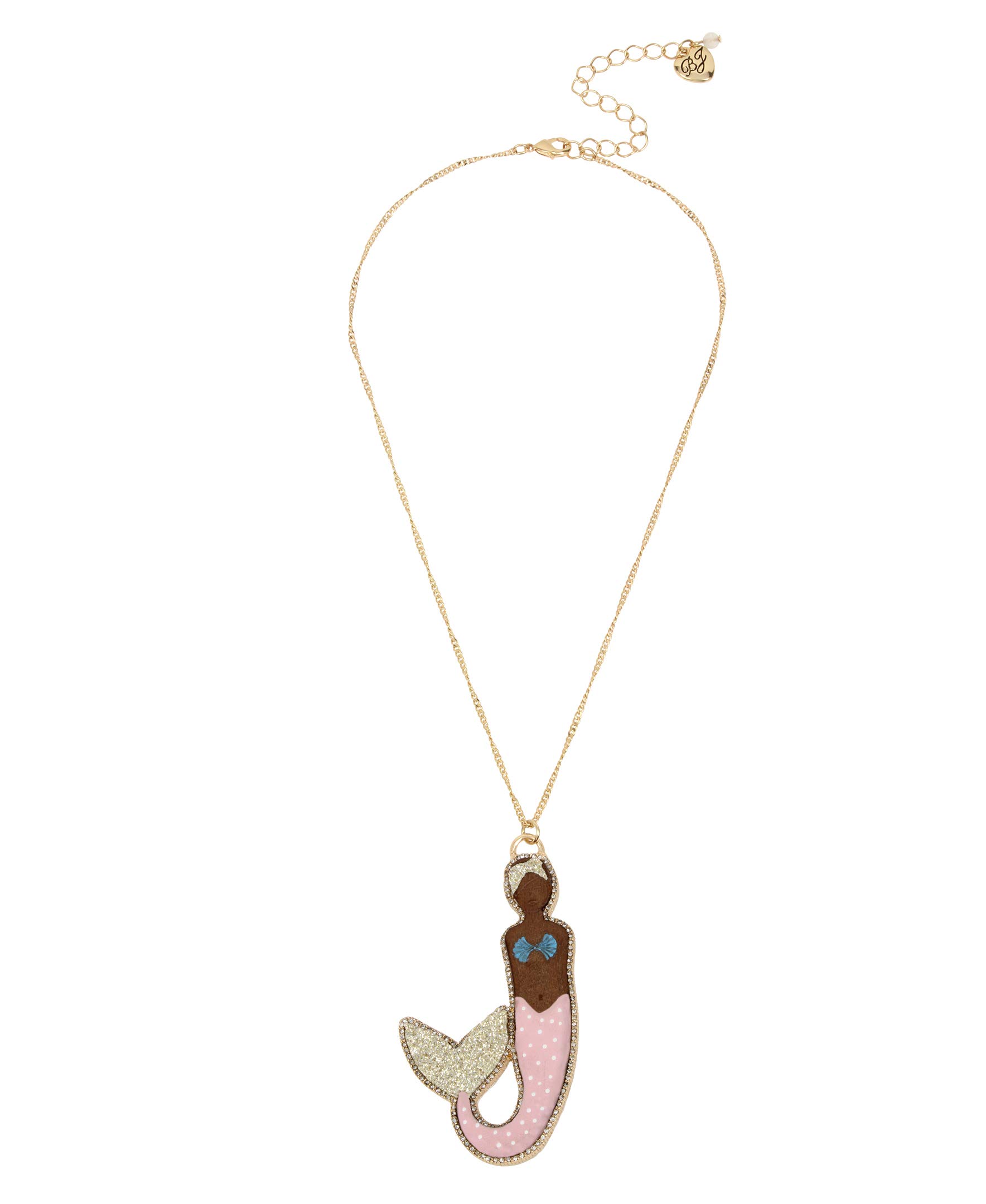 Betsey Johnson Wood Mermaid Pendant Necklace