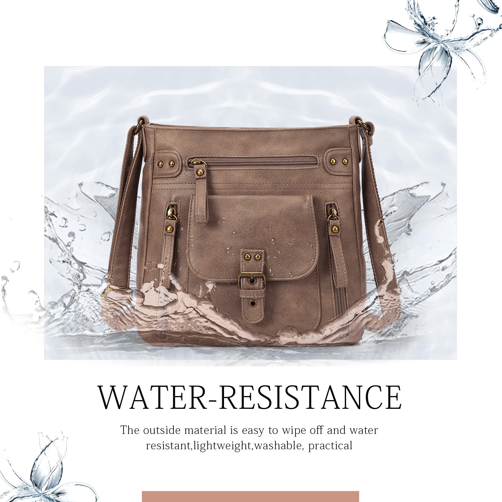 KL928 Crossbody Purses for Women Shoulder Bag,PU Washed Leather (01-Grey-2)