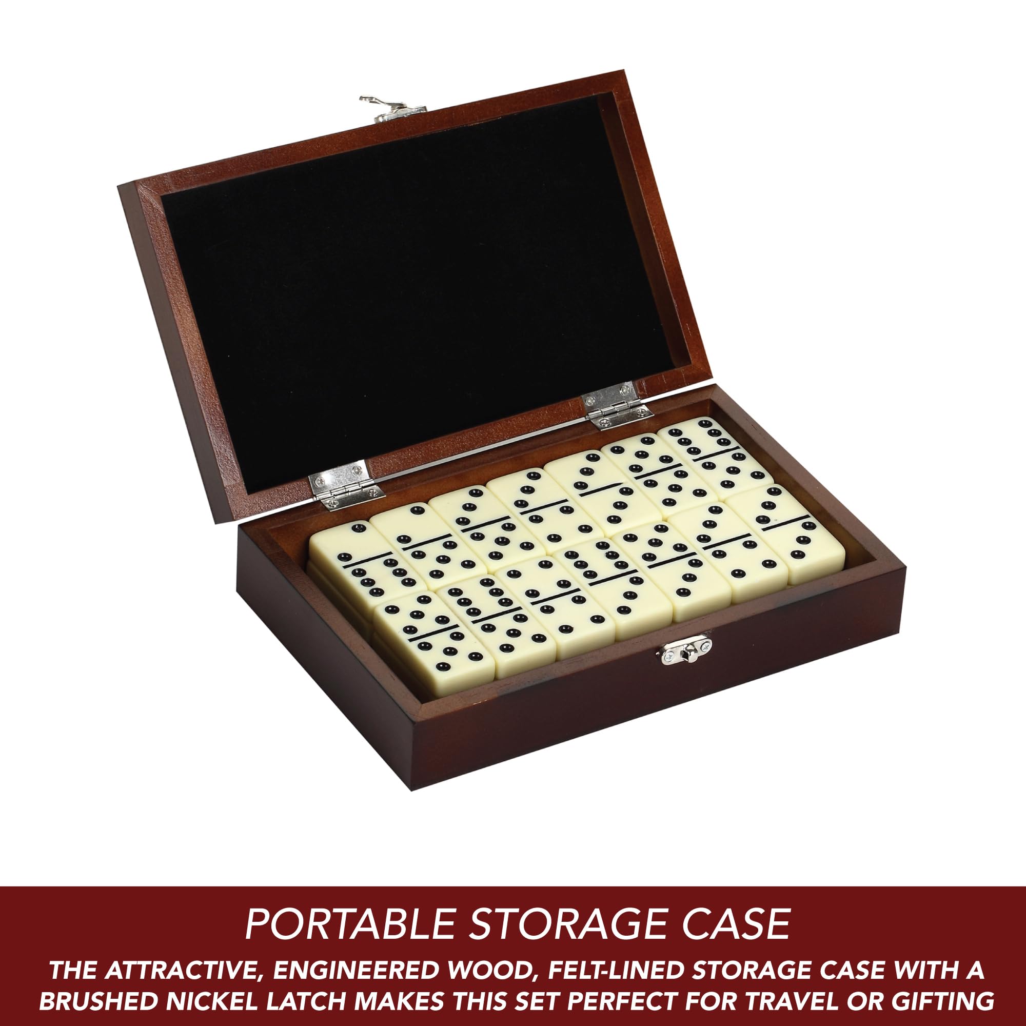 Hathaway Premium Domino Set w/Wooden Carry Case Premium Domino Set w/Wooden Carry Case, Walnut